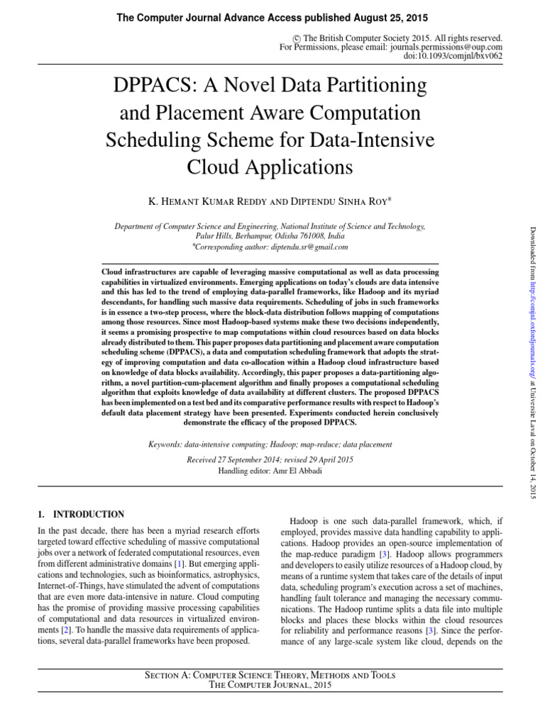Dppacs A Novel Data Partitioning and Placement Aware Computation-2015 | PDF | Apache Hadoop ...