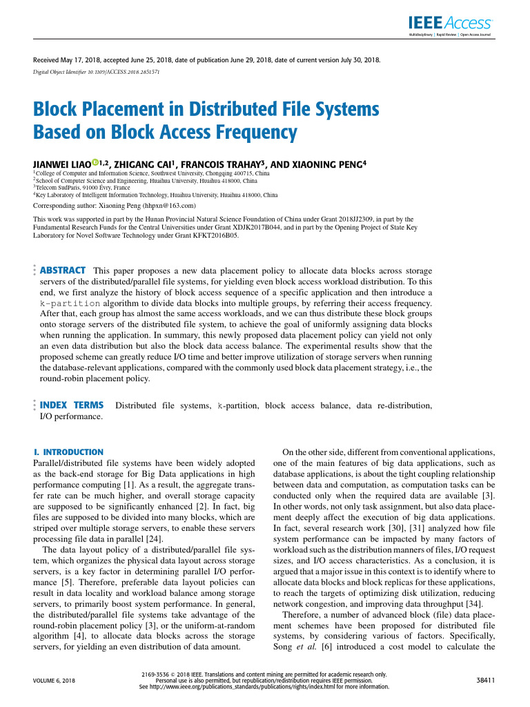 Block Placement in Distributed File Systems B-2018 | PDF | Apache Hadoop | Load Balancing ...