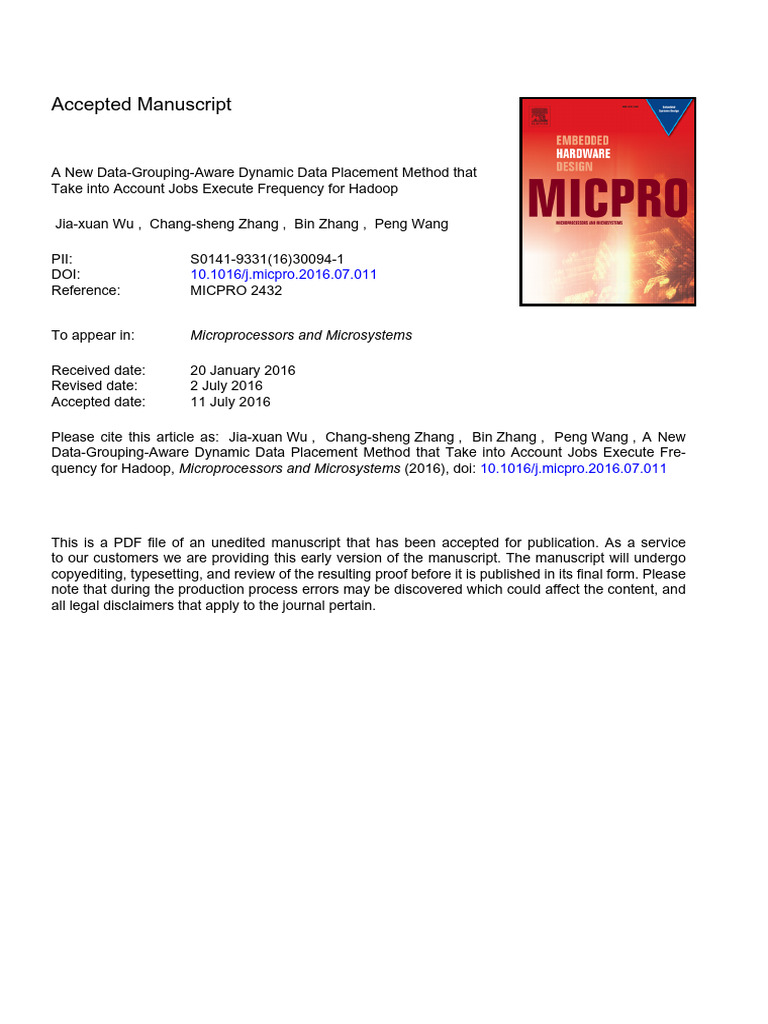A New Data Grouping Aware Dynamic Data Placement 2016 Pdf Apache Hadoop Map Reduce