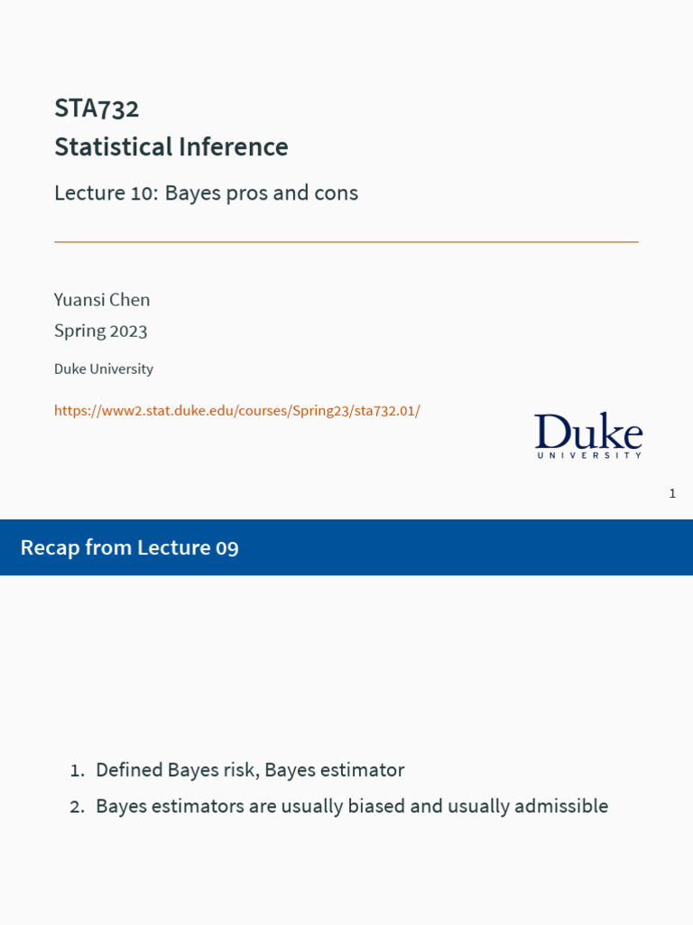 Lecture 10 | PDF | Bayesian Inference | Statistical Analysis