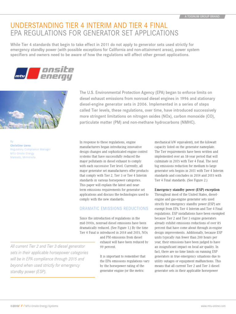 Understanding Tier 4 Generator Emissions | PDF | Exhaust Gas | Engines