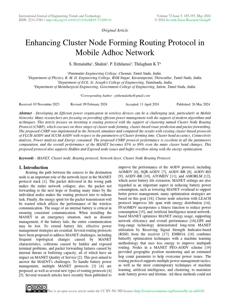 Enhancing Cluster Node Forming Routing Protocol in Mobile Adhoc Network | PDF | Wireless Ad Hoc ...