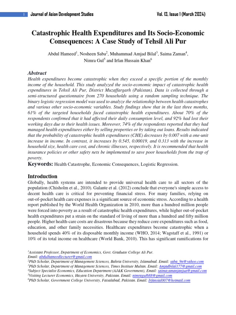 8 - Catastrophic Health Expenditures and Its Socio-Economic Consequences - A Case Study of ...