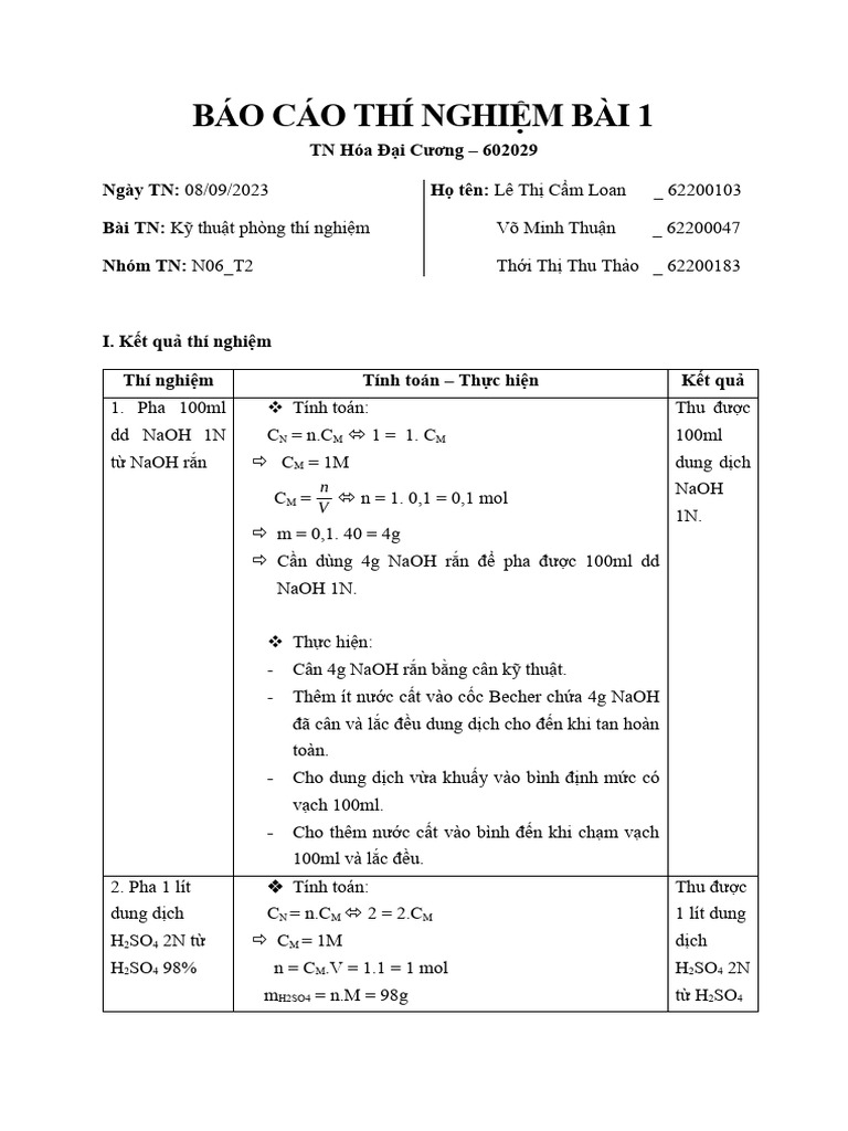 BÁO CÁO THÍ NGHIỆM BÀI 1 N06 - T2 | PDF