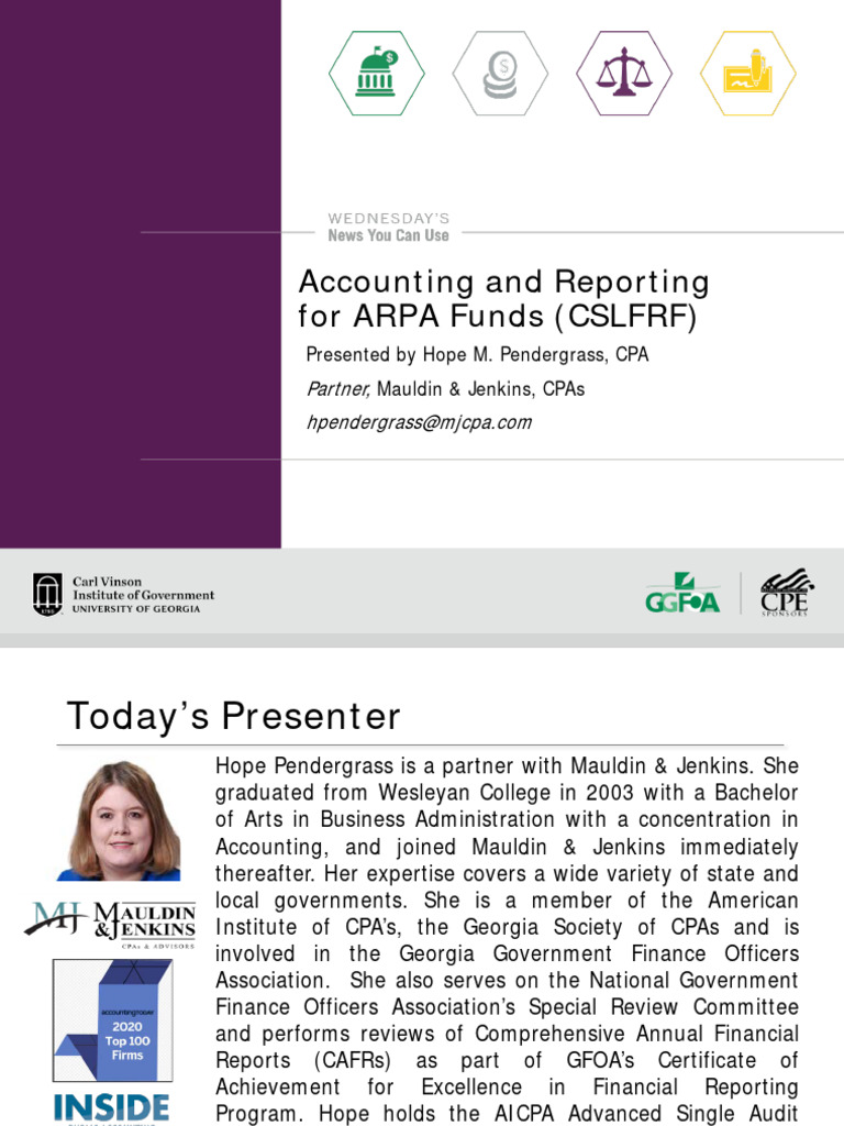 Accounting Reporting Arpa Funds | PDF | Certified Public Accountant | Taxes