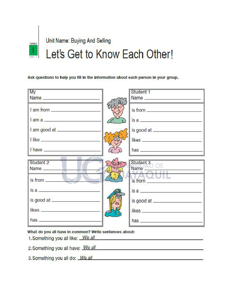 Lets Get To Know Each Other Words To Learn | PDF