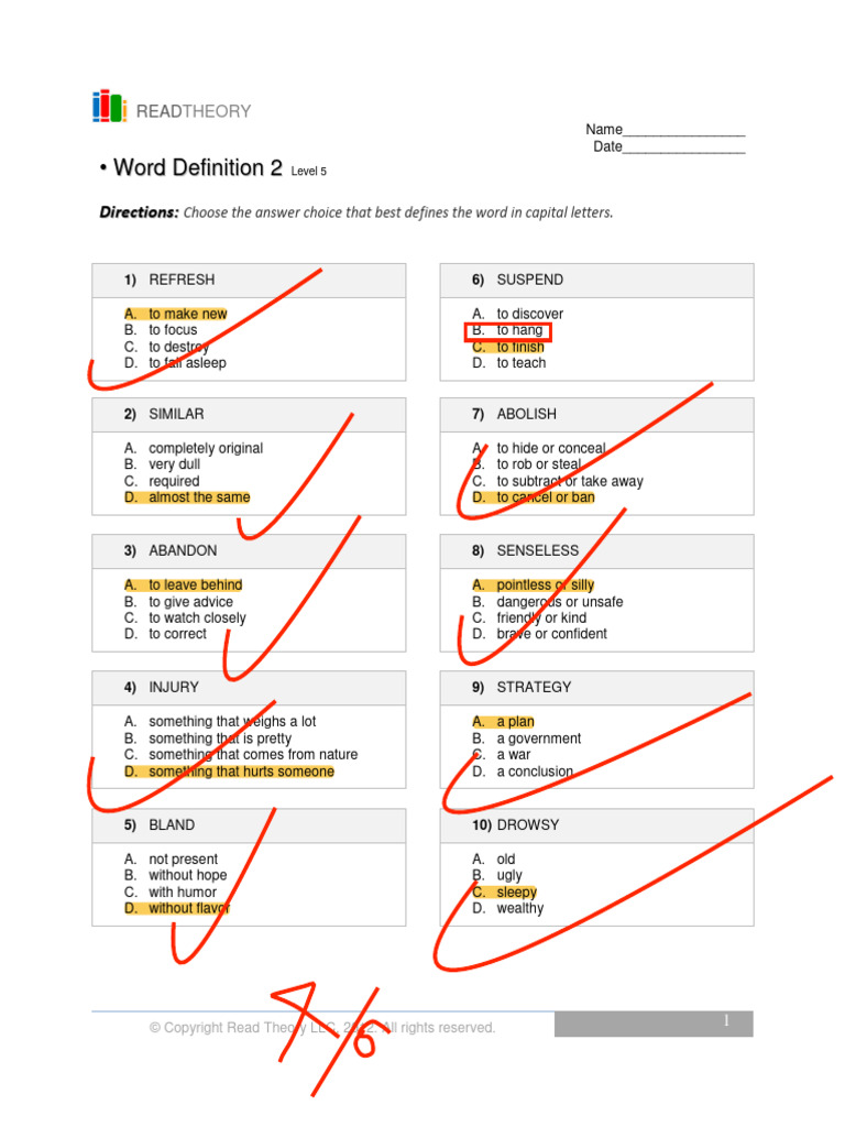 Level 5 Word Definition 2 | PDF