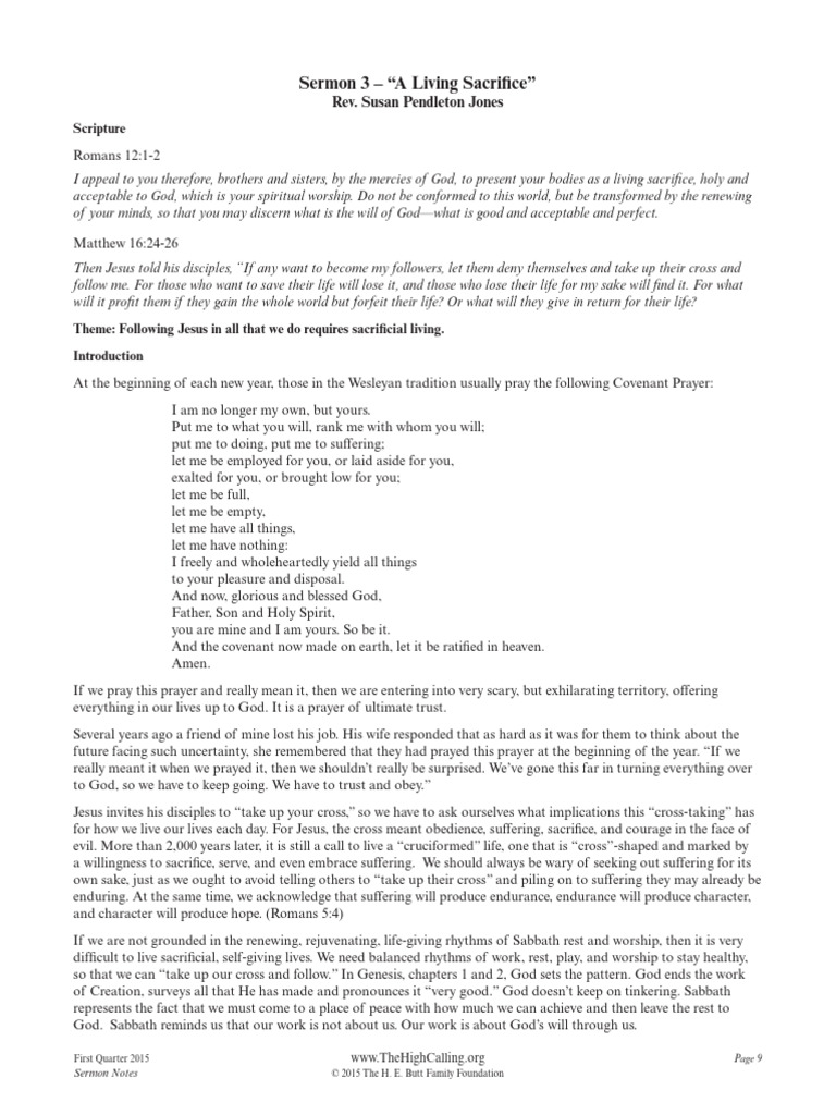 Faith in The Workplace 3 A Living Sacrifice | PDF | Jesus | Sacrifice