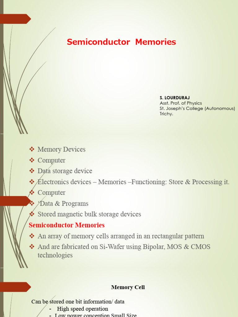 Semiconductor Memories | PDF | Computer Memory | Random Access Memory
