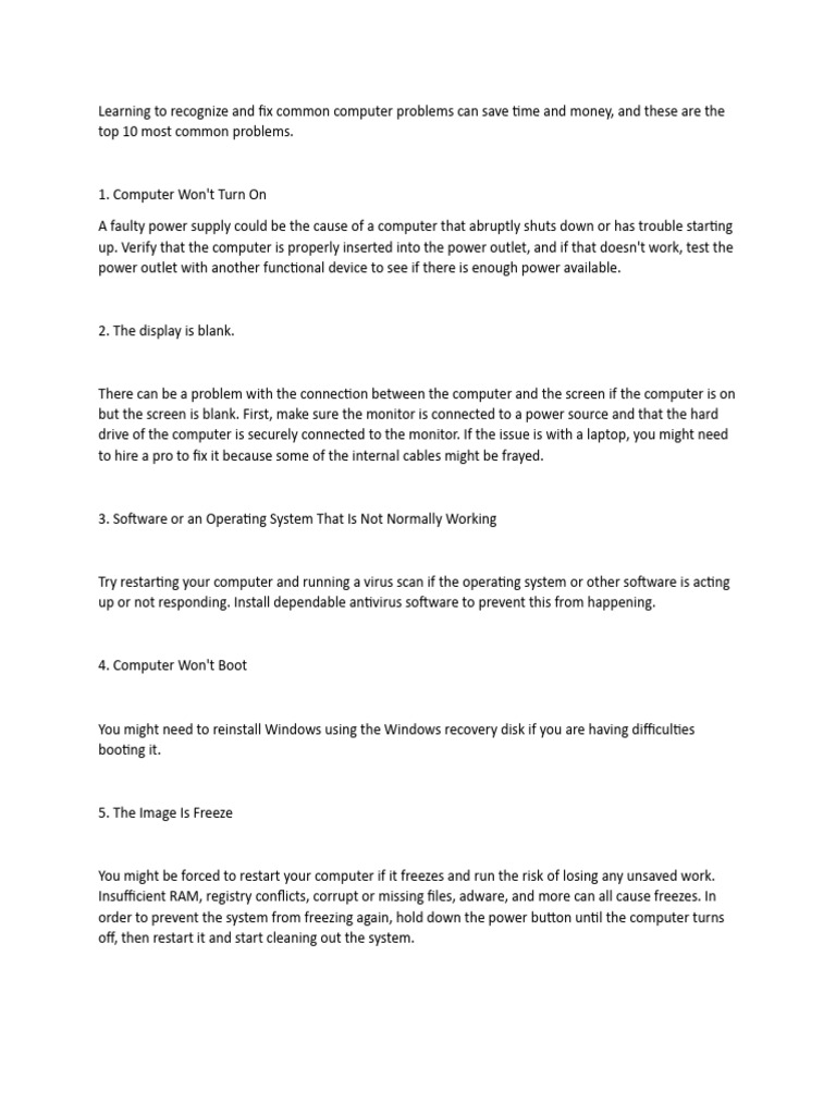 Learning To Recognize and Fix Common Computer Problems Can Save Time ...