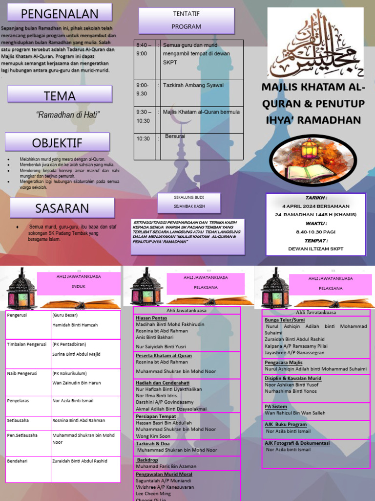 Buku Program Majlis Khatam Quran SKPT | PDF
