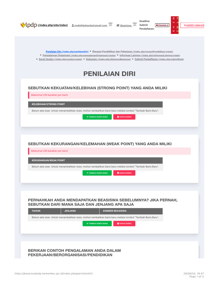 Beasiswa LPDP - FORM | PDF