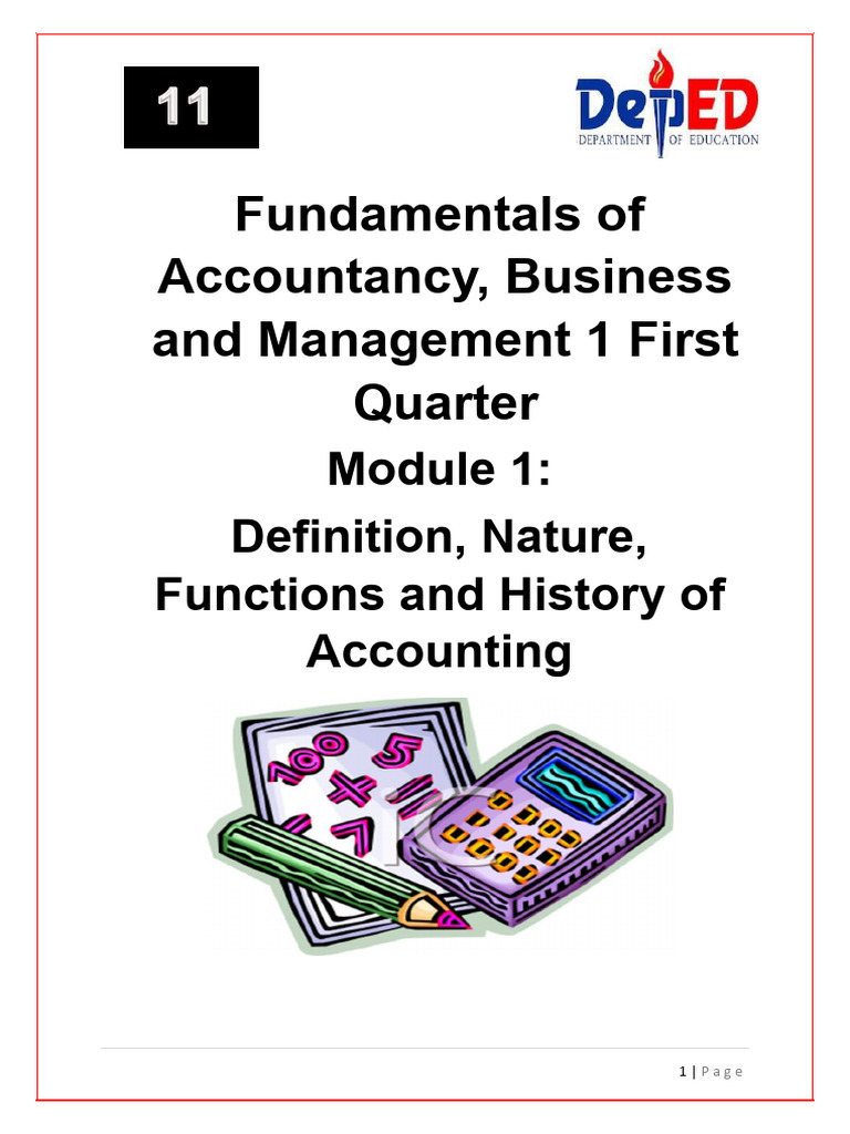 Fabm 1 Module 1 Definition Nature Functions and History of Accounting ...