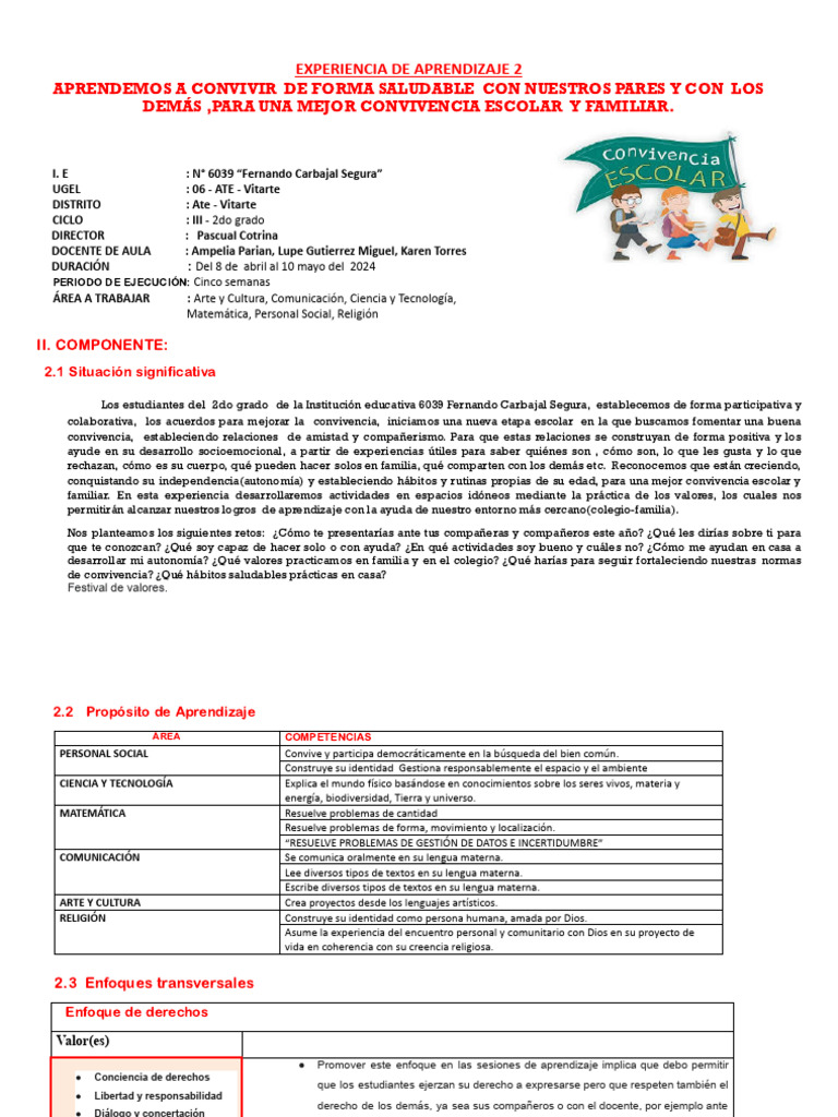 Experiencia de Aprendizaje #2 Mayooooo | PDF | Evaluación | Aprendizaje