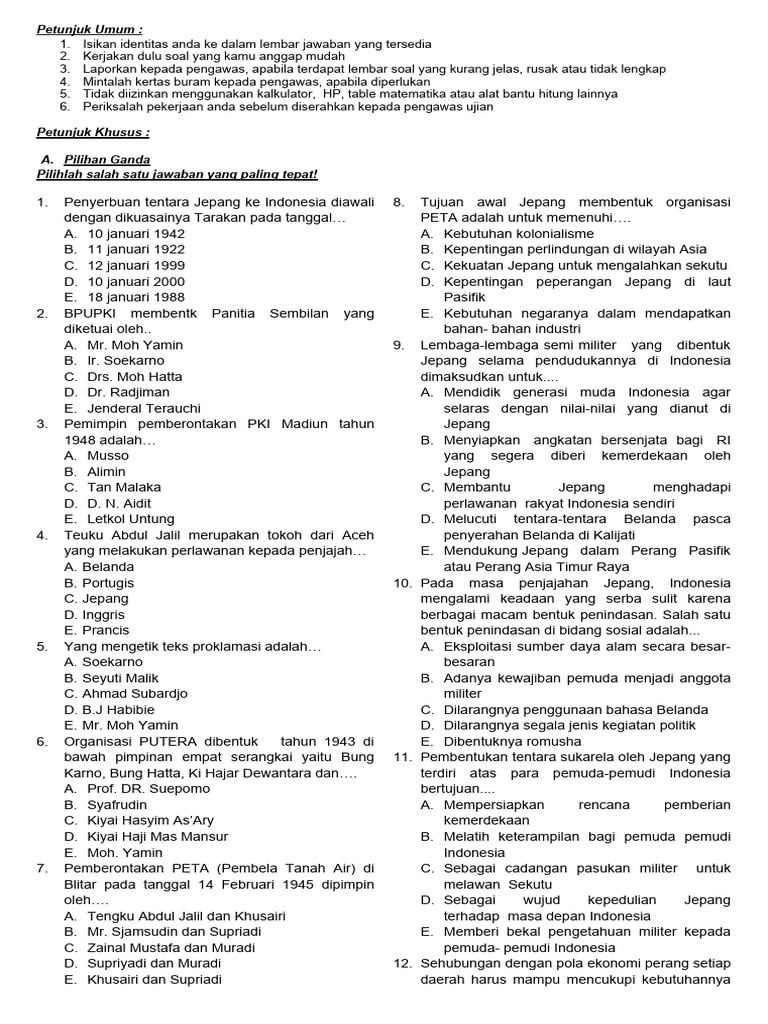 Soal Pas Sejarah Kls 11 Genap | PDF