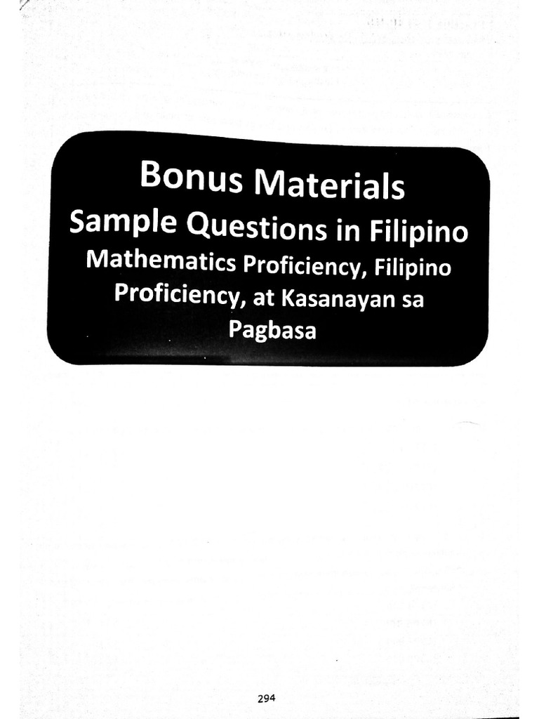 (Mock Tests) Sample Questions in Filipino | PDF