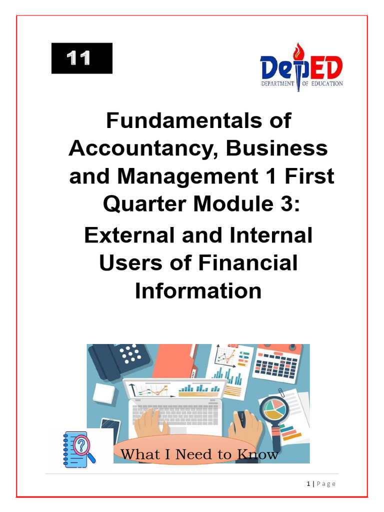 Fabm 1 Module 3 External and Internal Users of Financial Information | PDF | Accounting | Banks