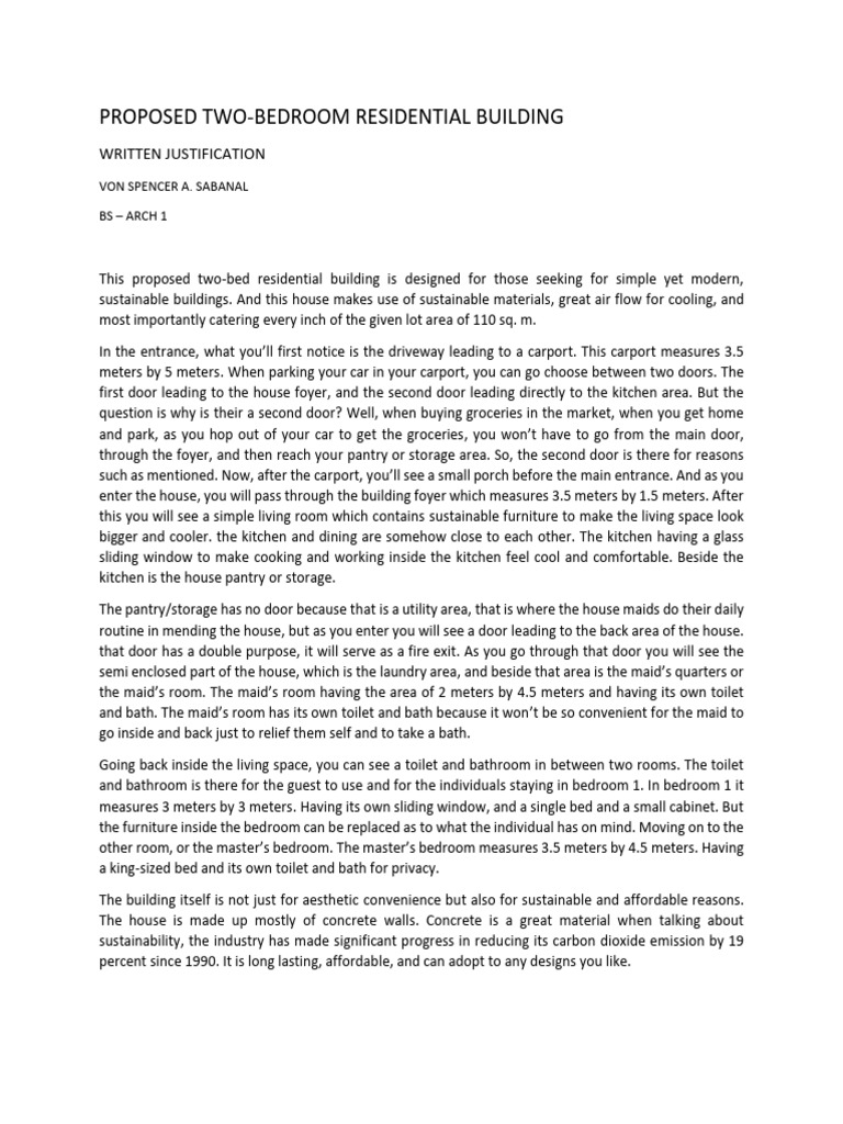 Written Justification - Sabanal | PDF | Door | Kitchen