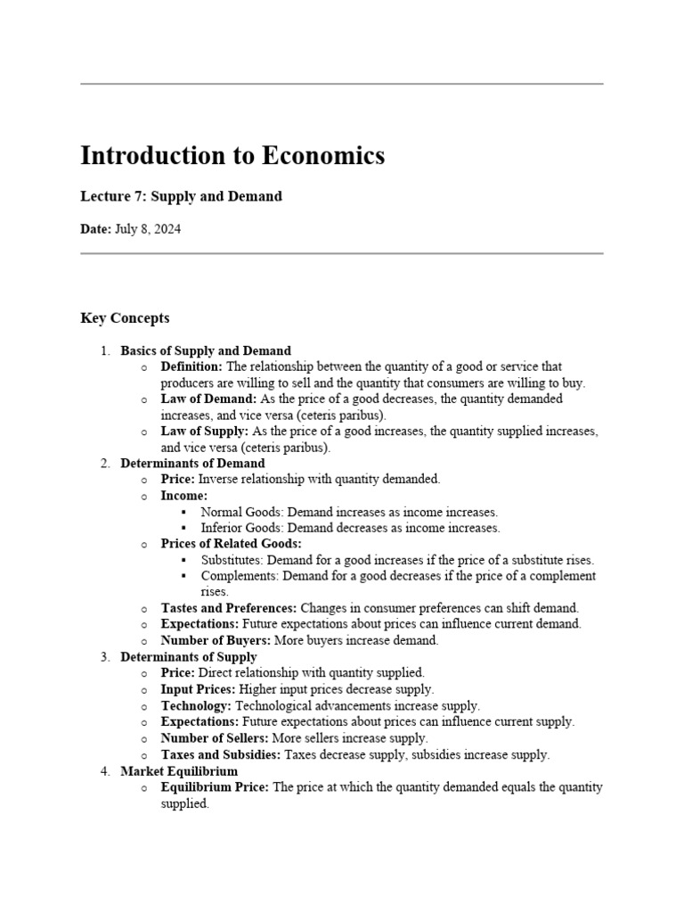 Introduction To Economics | PDF | Supply And Demand | Demand