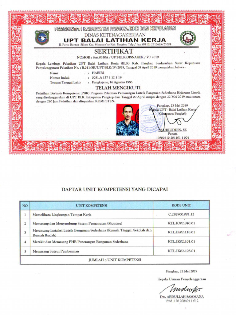 Sert. Listrik 2019 | PDF