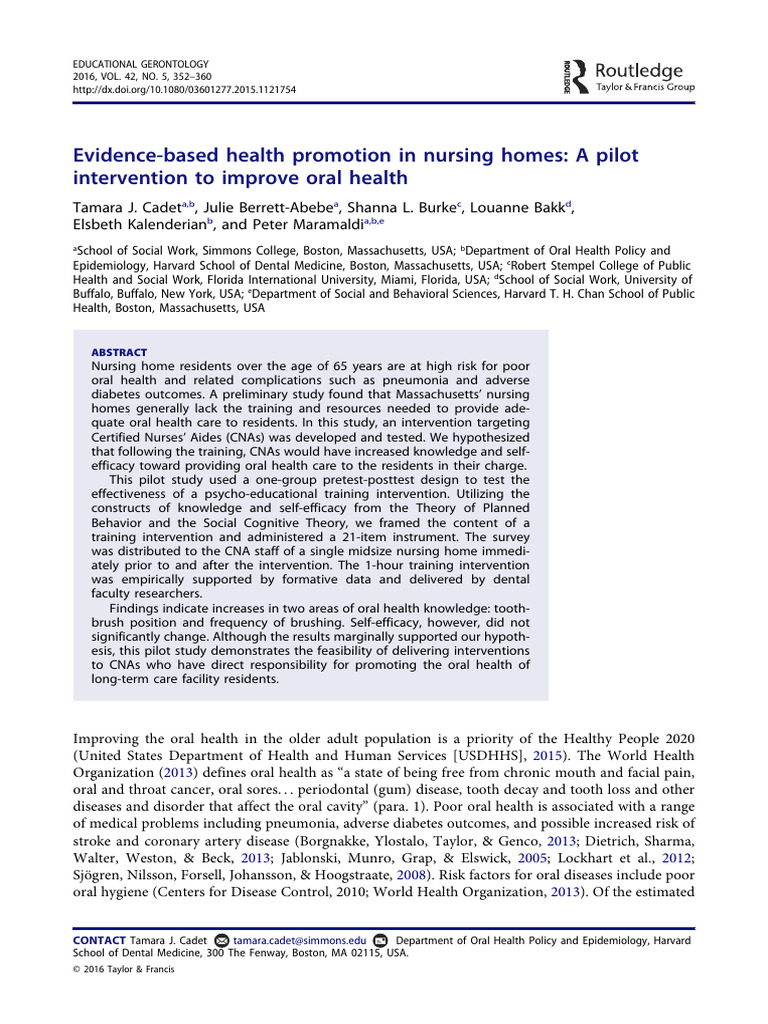 Theory of Planned Behaviour Gero | PDF | Oral Hygiene | Attitude (Psychology)