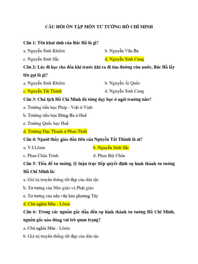 ÔN TẬP TTHCM 2 | PDF