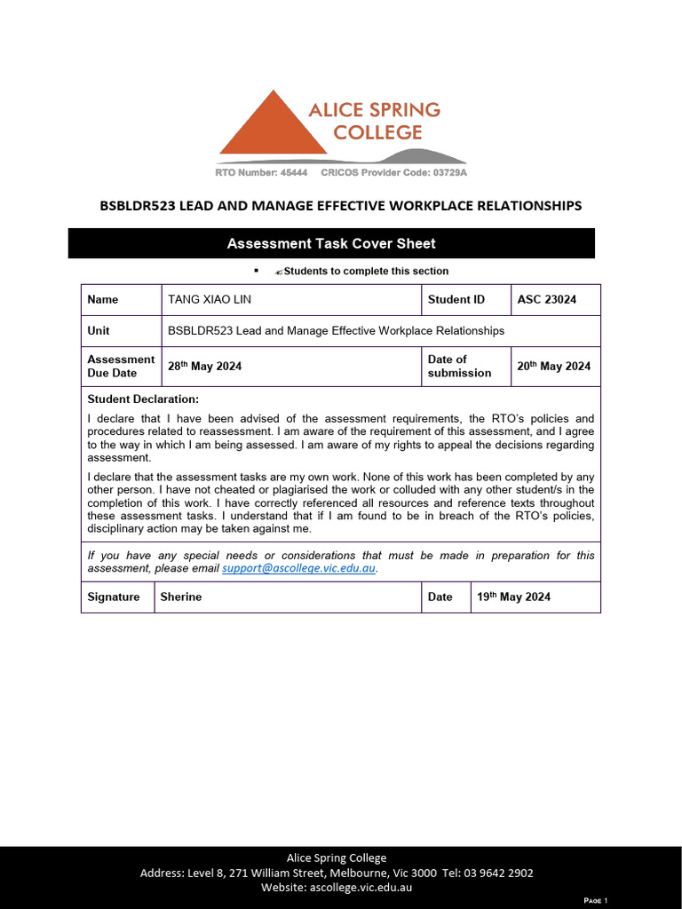 BSBLDR523 Student Assessment Booklet V2.0 (Restricted) | PDF ...