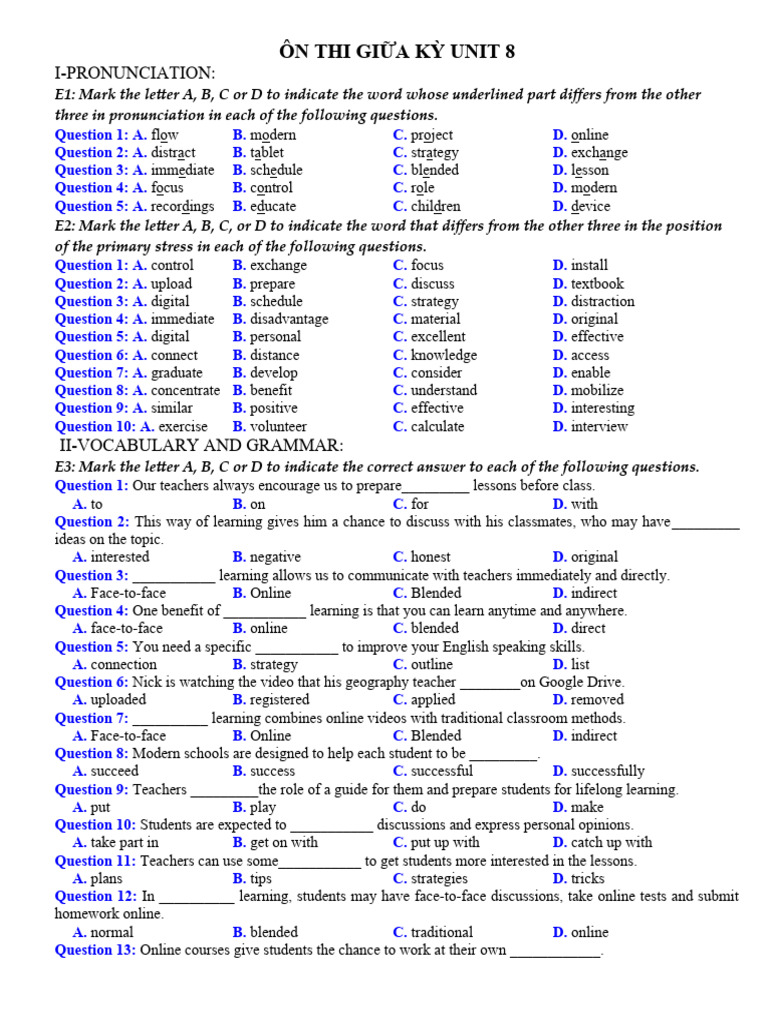 Ôn Thi Gi A K - Unit 8 | PDF | Educational Technology | Learning