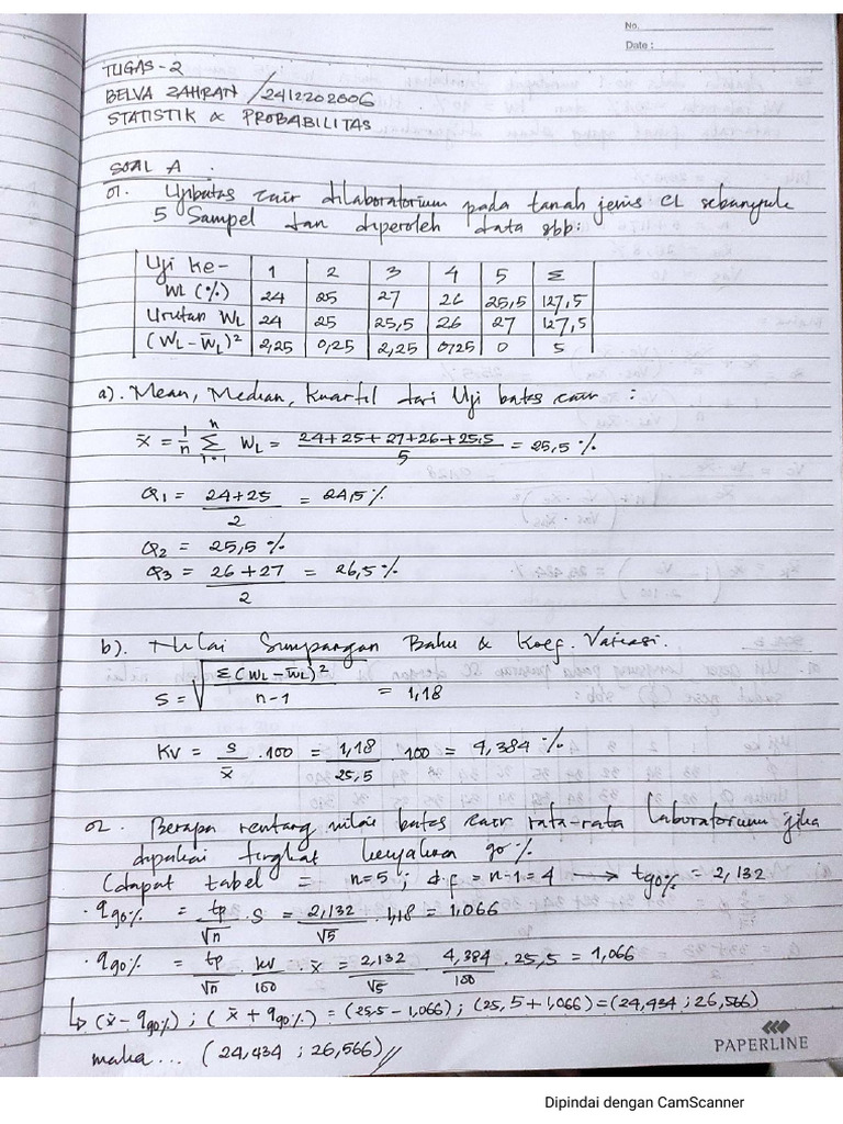 Belva Zahran - Kelas Sore StatistikaProbabilitas | PDF