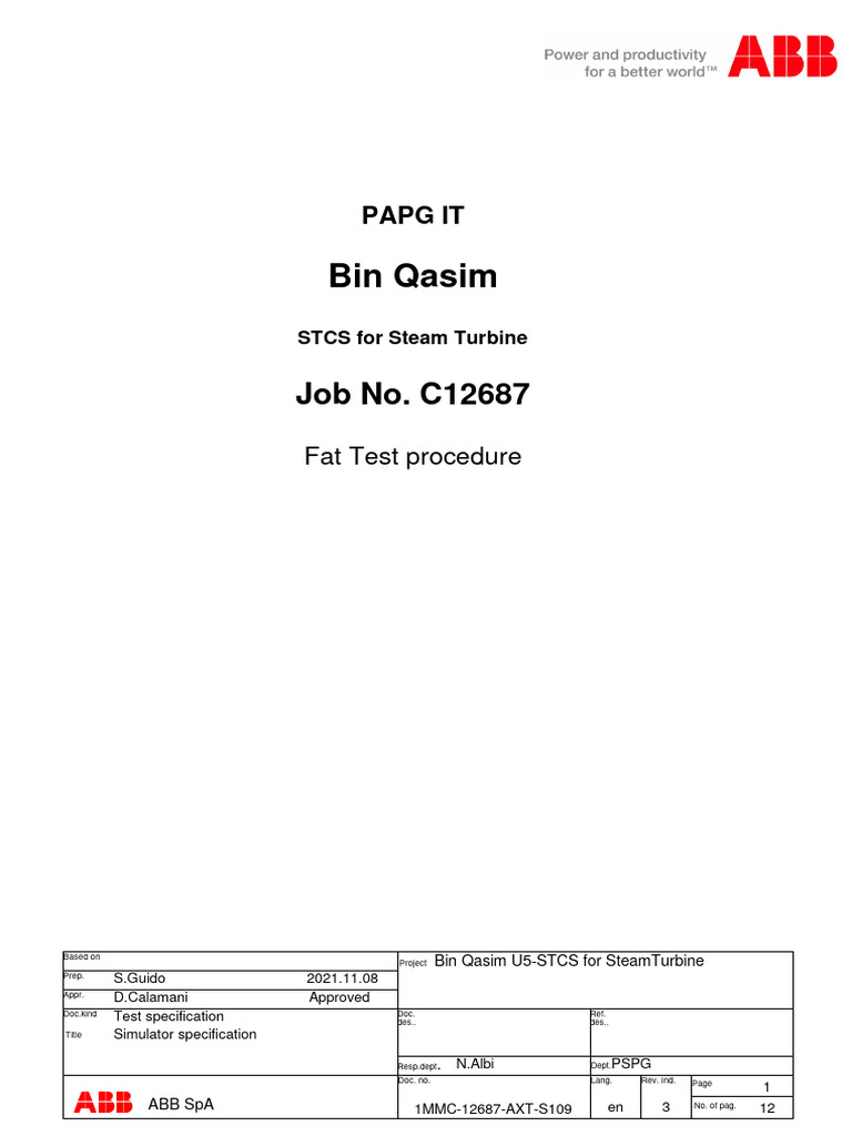 BIN QASIM - 05 - STCS FAT PROCEDURE - Rev - 03 | PDF | Electrical Grid ...