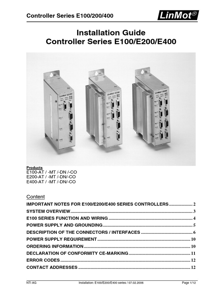 Linmot Ex00 - Controllers - Installation - Guide | PDF | Power Supply | Alternating Current