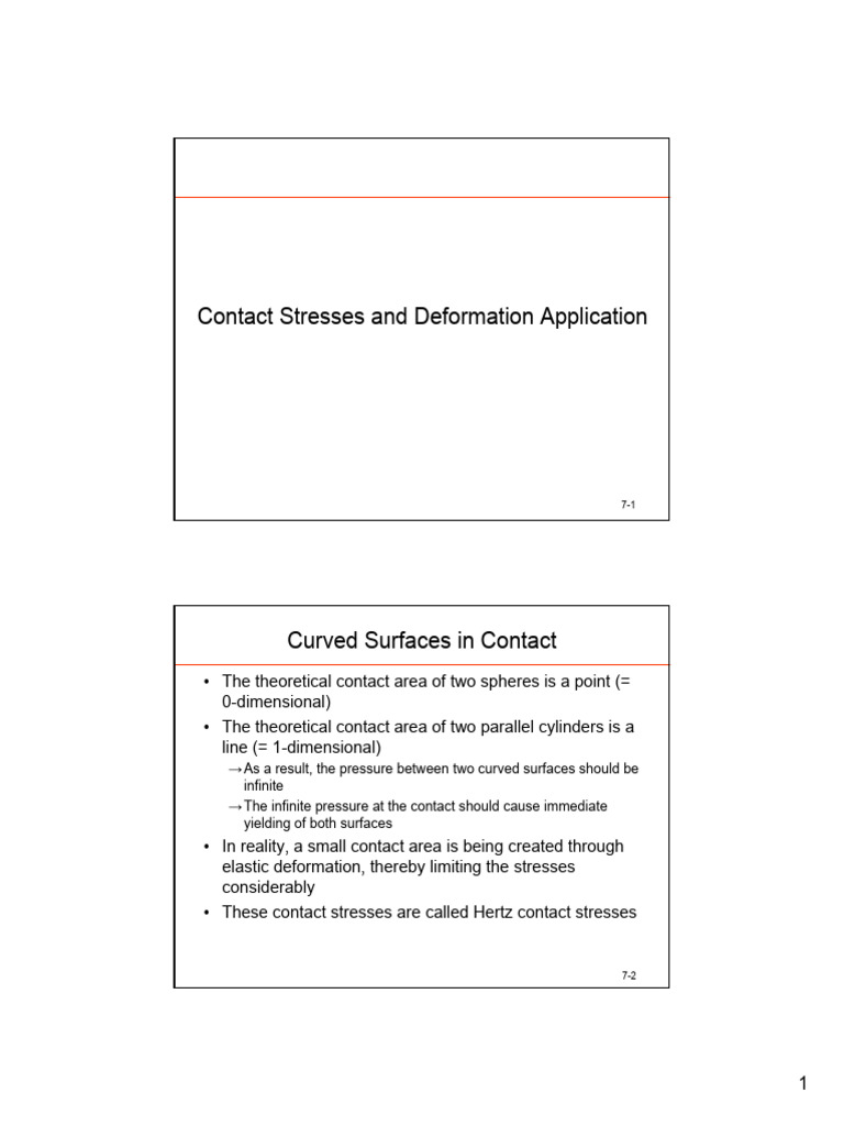 Contact Stresses & Deformation Application | PDF | Young's Modulus ...