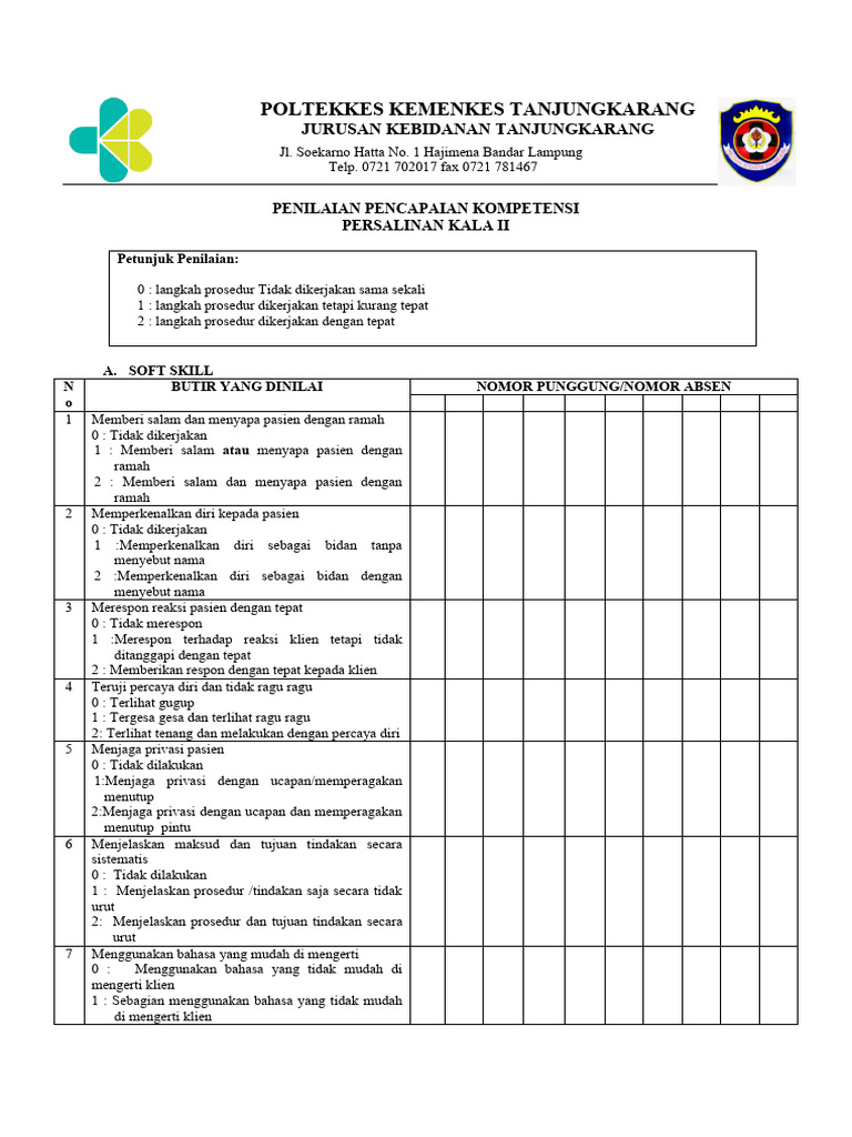 Daftar Tilik Kala II OSCE | PDF