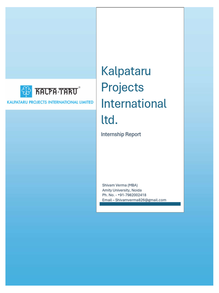 Internship Report KPIL F | PDF | Mentorship | Project Management