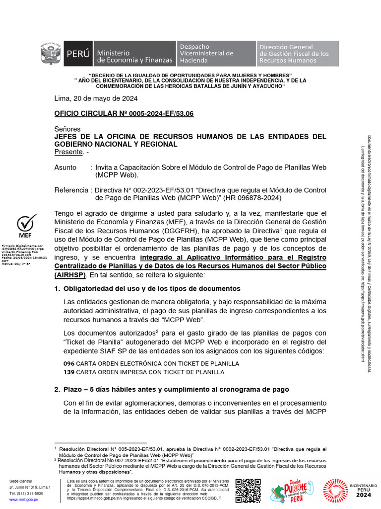 Of. Circular 0005 53.06 096878 24 (R) | PDF