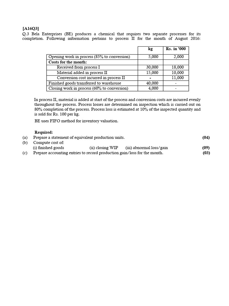Lec # 45 - Q-3 Aut-16 | PDF | Inventory | Supply Chain Management