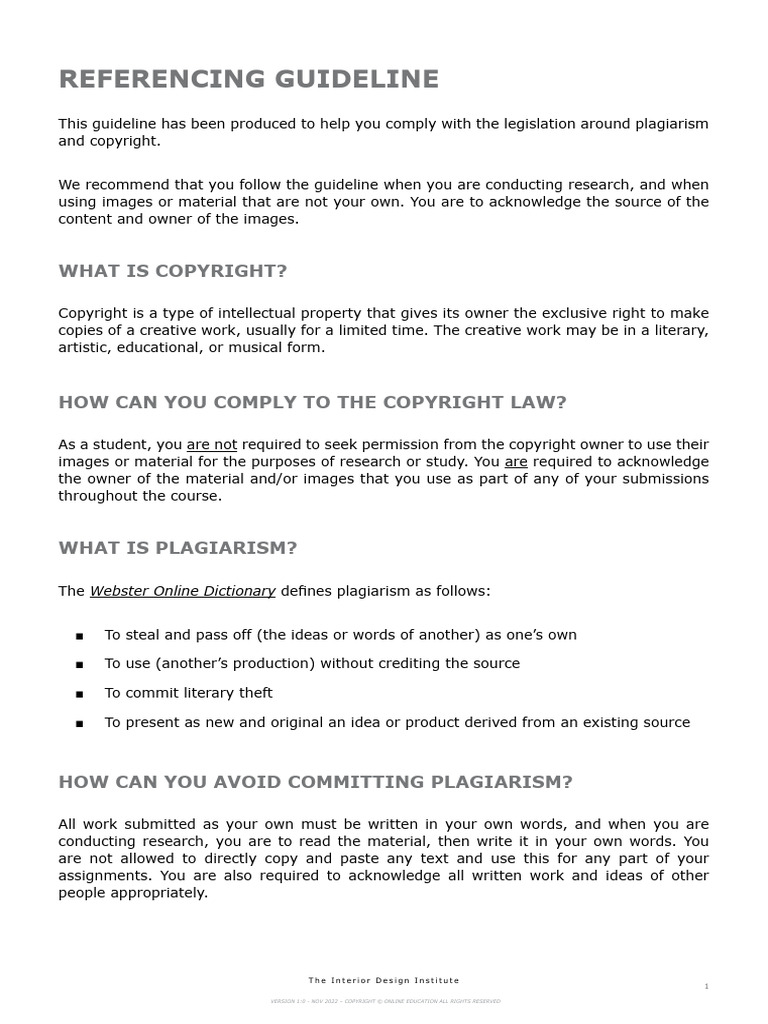 IDI EN Referencing Guideline | PDF | Plagiarism | Copyright