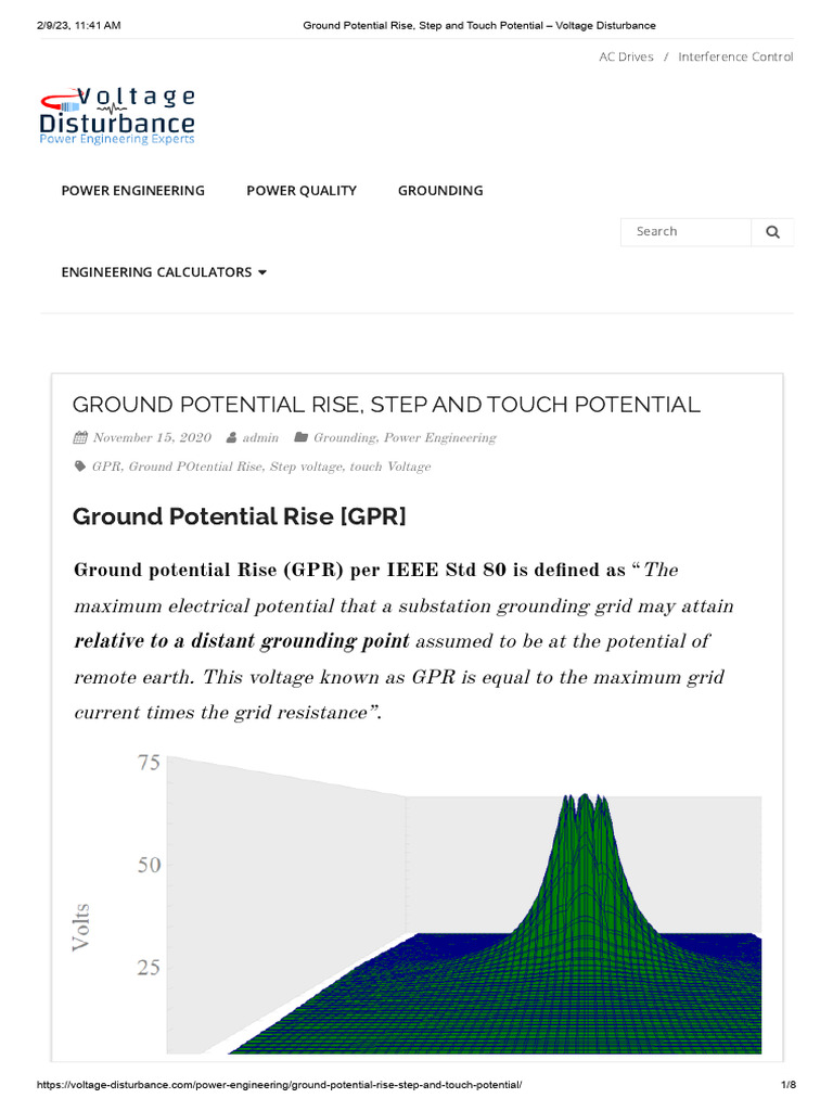 Ground Potential Rise, Step and Touch Potential - Voltage Disturbance ...