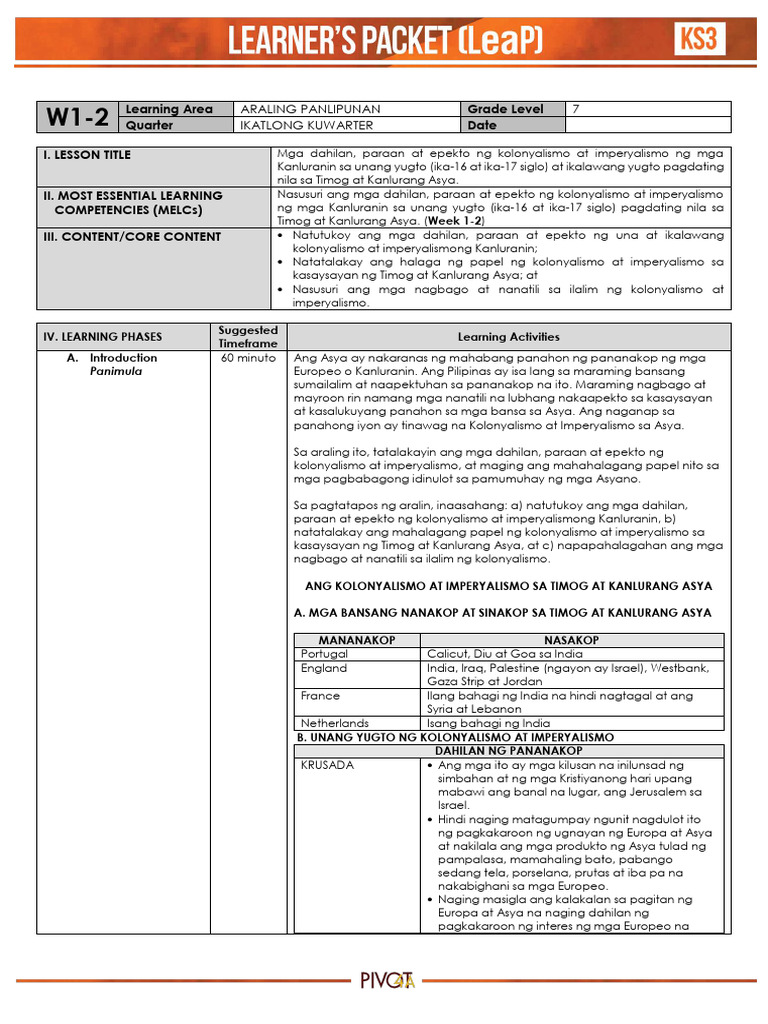 Leap AP g7 Weeks 1 2 q3 | PDF