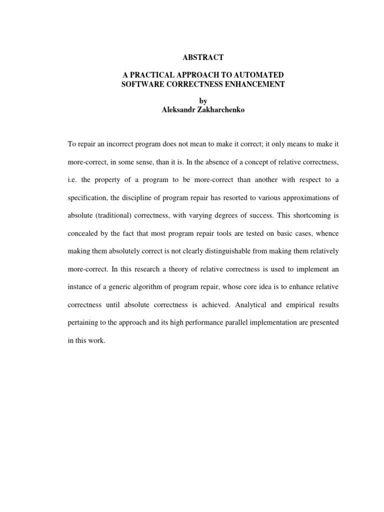 A Practical Approach To Automated Software Correctness Enhancement Pdf Computer Program