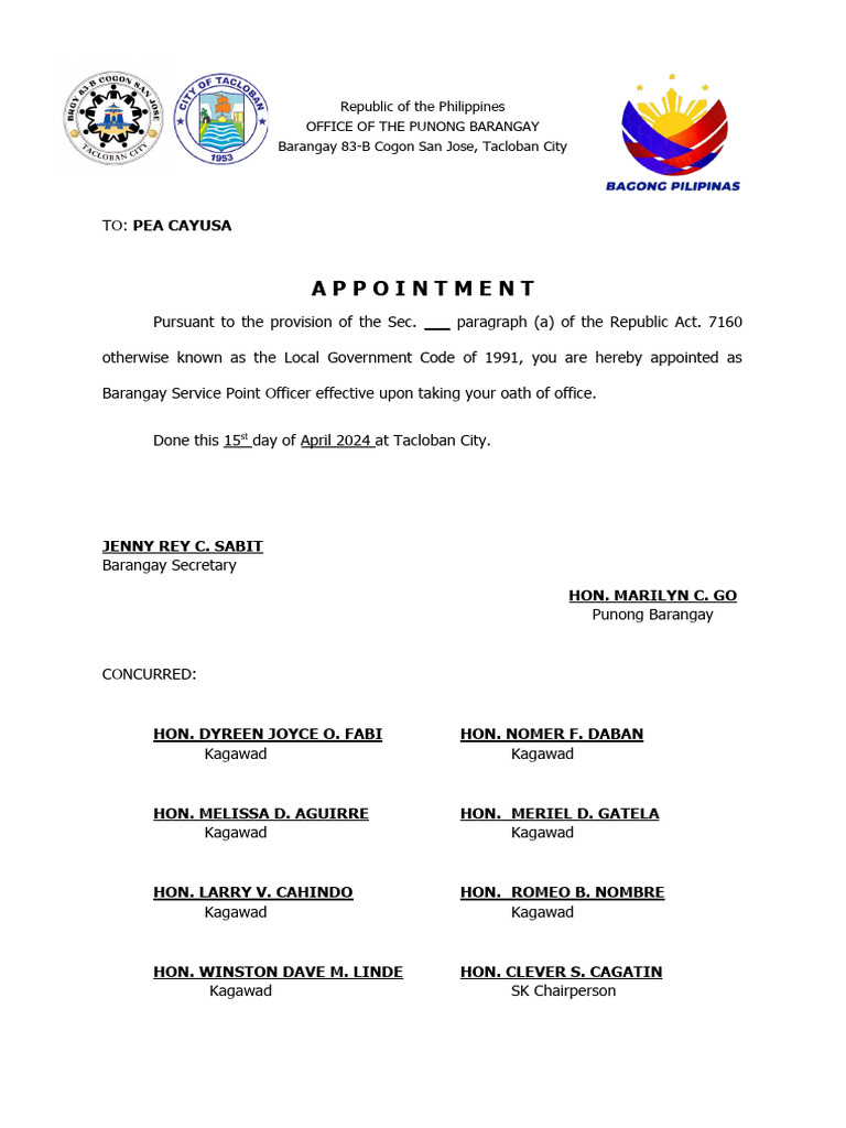 APPOINTMENT 2024 | PDF