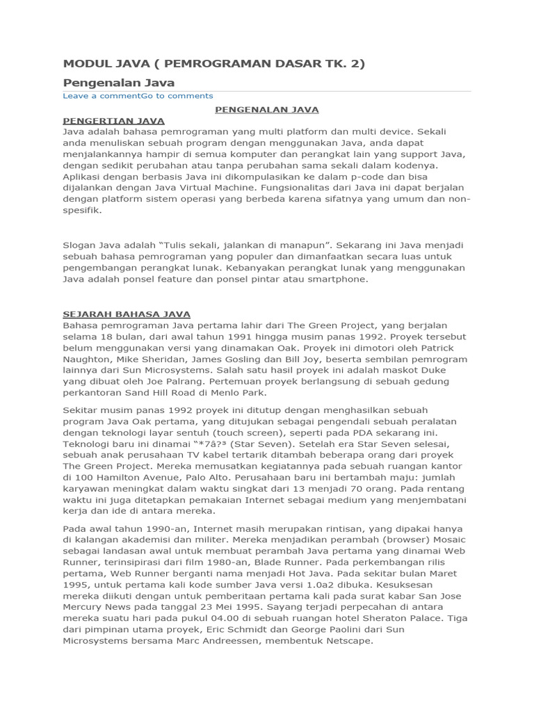 Modul Java | PDF | Komputer