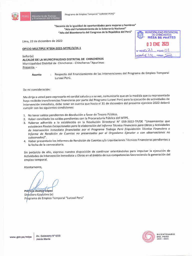 Oficio Multiple N°004-2022 | PDF Oficio Multiple N°004-2022 | PDF