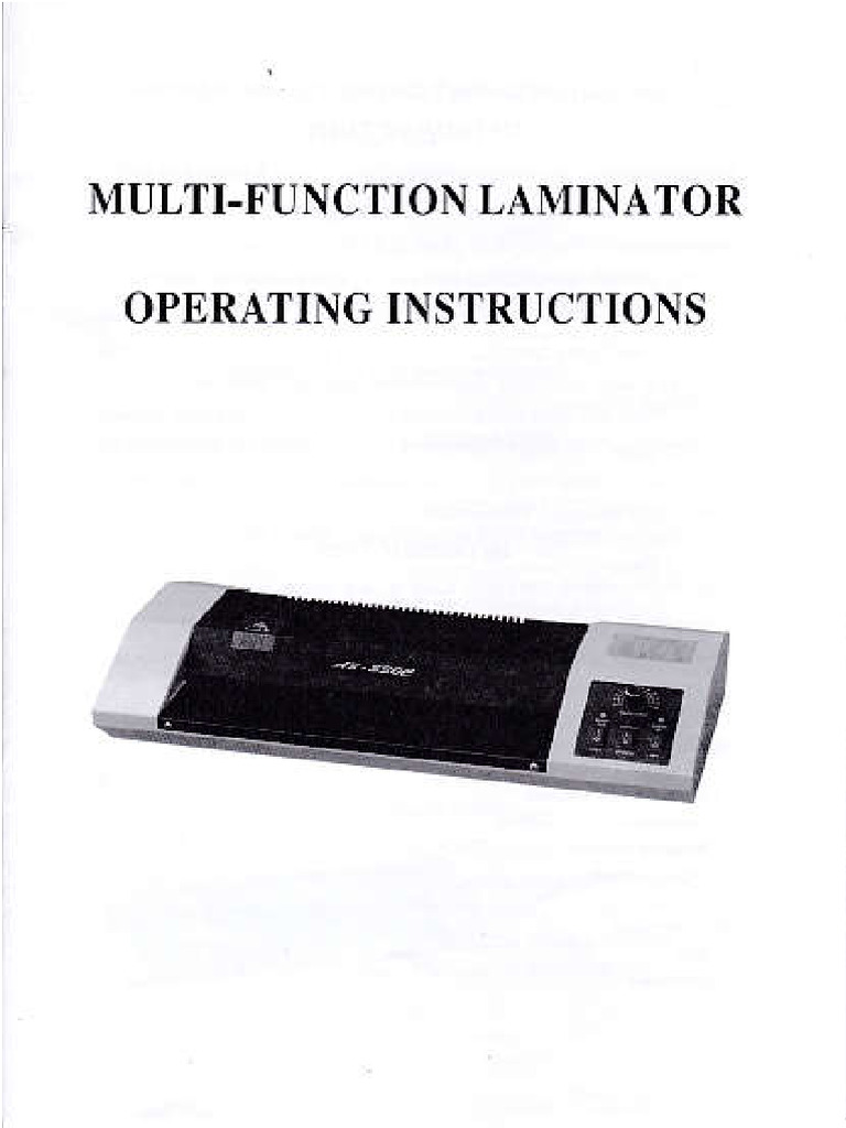 LAminating Machine Instruction Manual | PDF