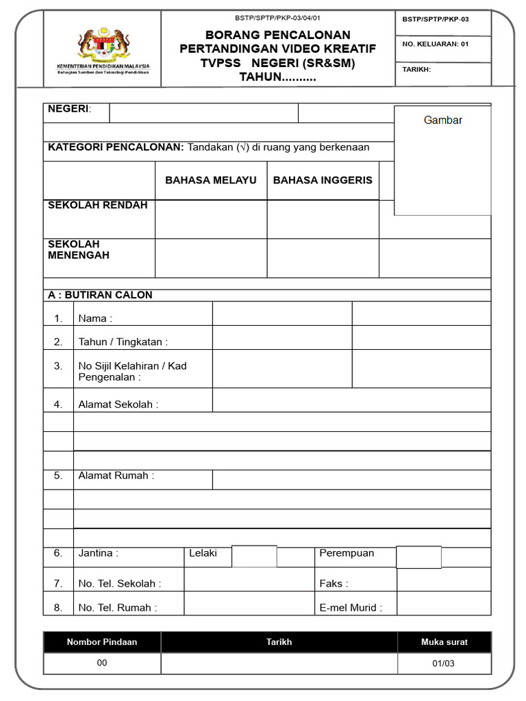 Borang & Format Folio - VKTVPSS | PDF
