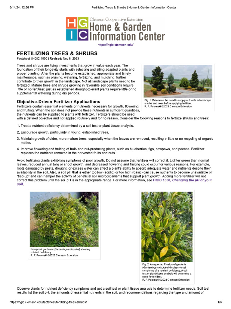Fertilizing Tress And Shrubs Pdf