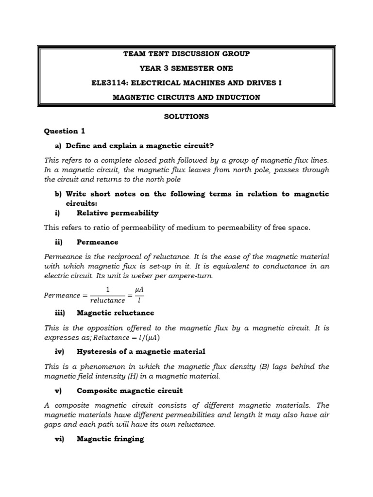 Magnetic Circuit Concepts and Solutions | PDF | Ferromagnetism | Magnetism