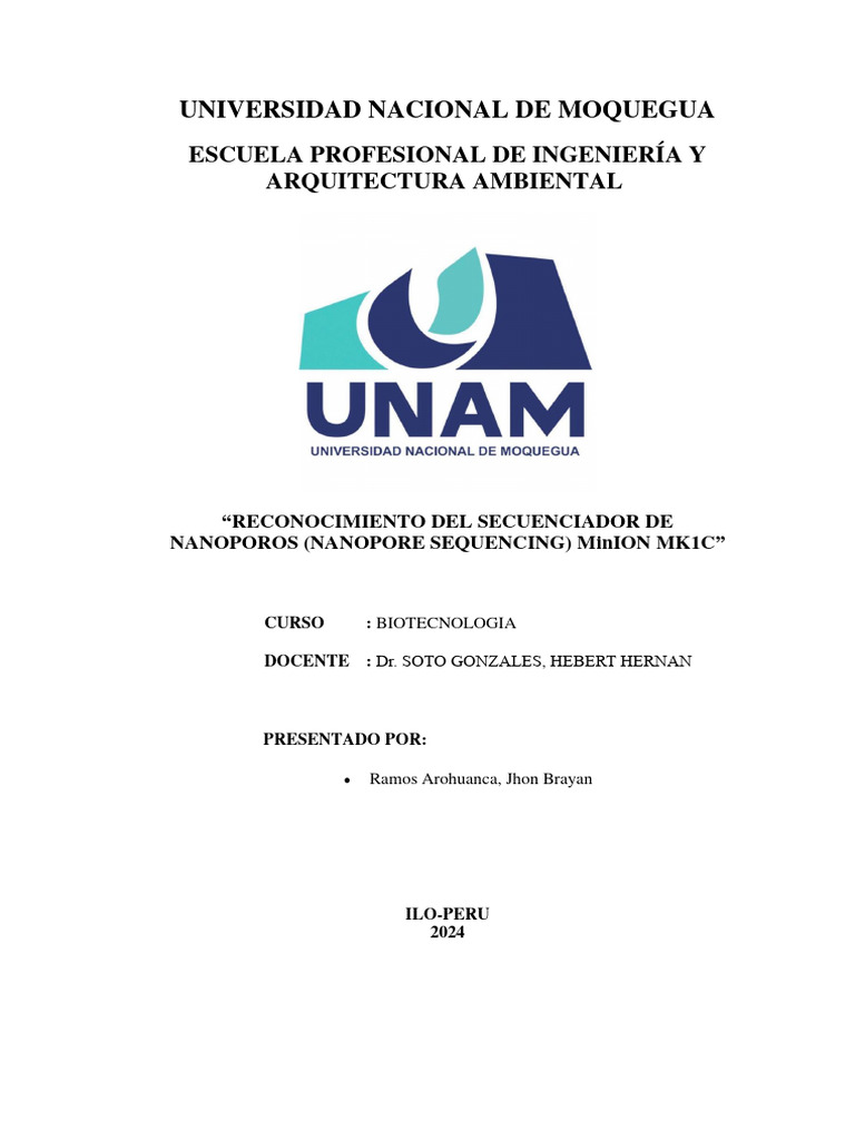 RECONOCIMIENTO DEL SECUENCIADOR DE NANOPOROS (NANOPORE SEQUENCING ...