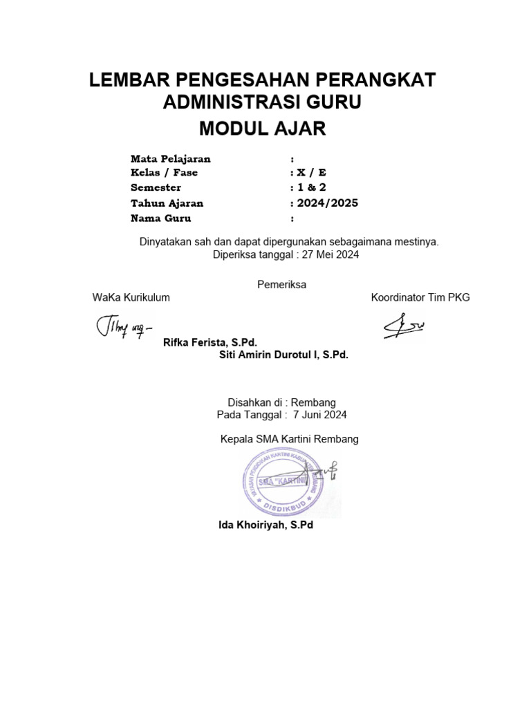 Lembar Pengesahan Modul 2024-2025 | PDF