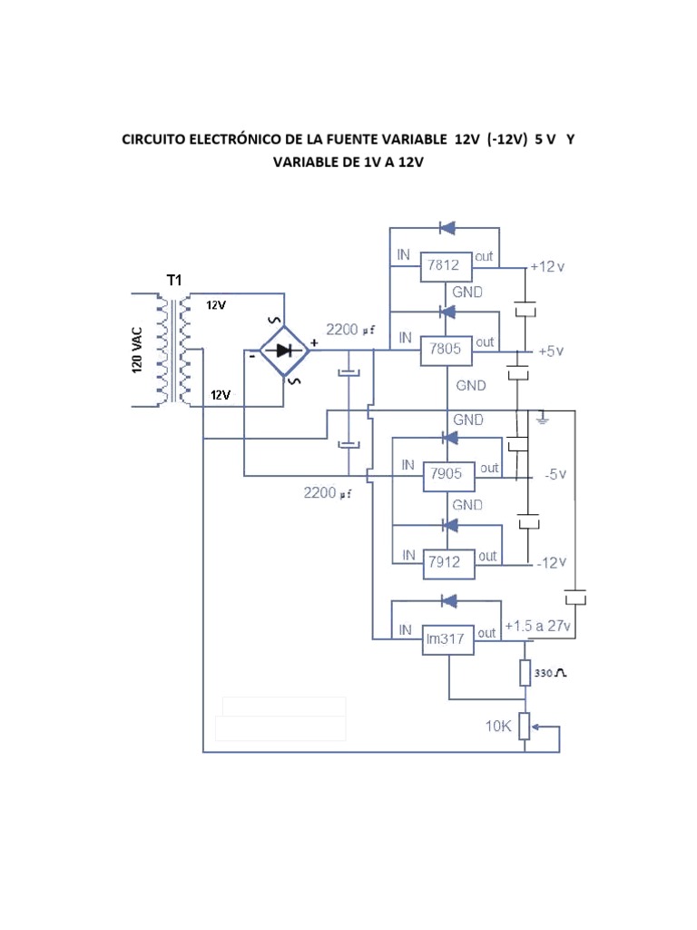Circuito Electrónico de La Fuente Variable 12V | PDF | Rectificador ...